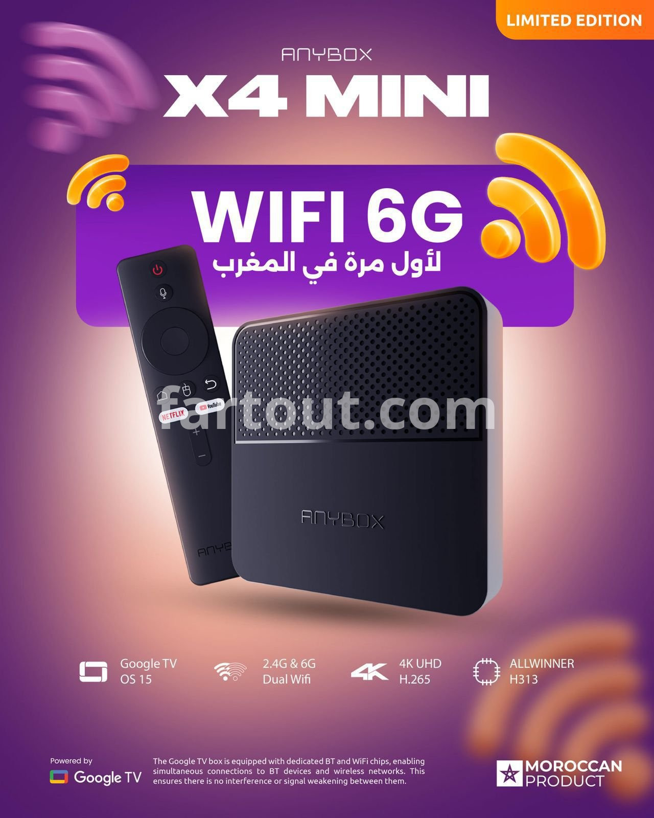 Anybox X4 Mini 6G Wi-Fi – TV Box 4K avec Google TV OS 15, Wi-Fi 6E, 9 ans d’abonnement IPTV ...